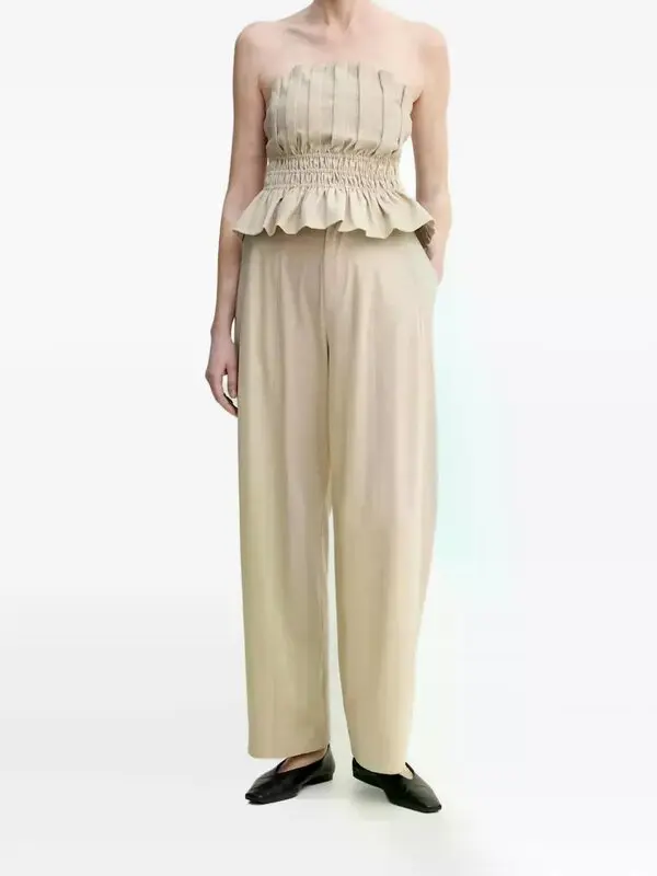 ISABELLE BLANCHE Pleated Straight Leg Trousers