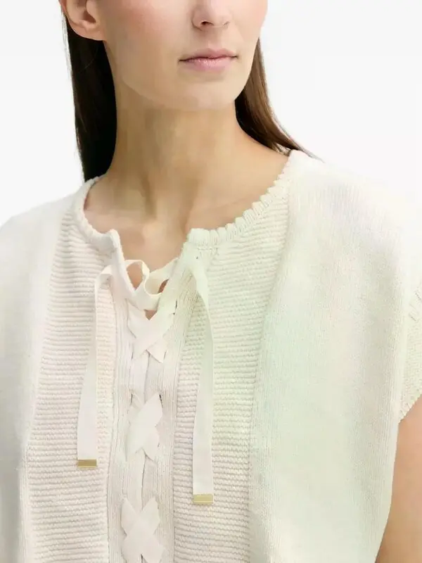 SESSUN Lace-up Cap-sleeve Knitwear
