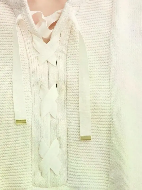 SESSUN Lace-up Cap-sleeve Knitwear