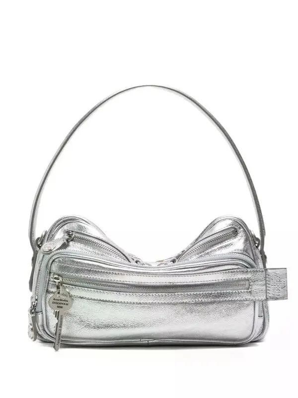 Acne Studios Camero Party Metallic-finish Shoulder Bag - Silver