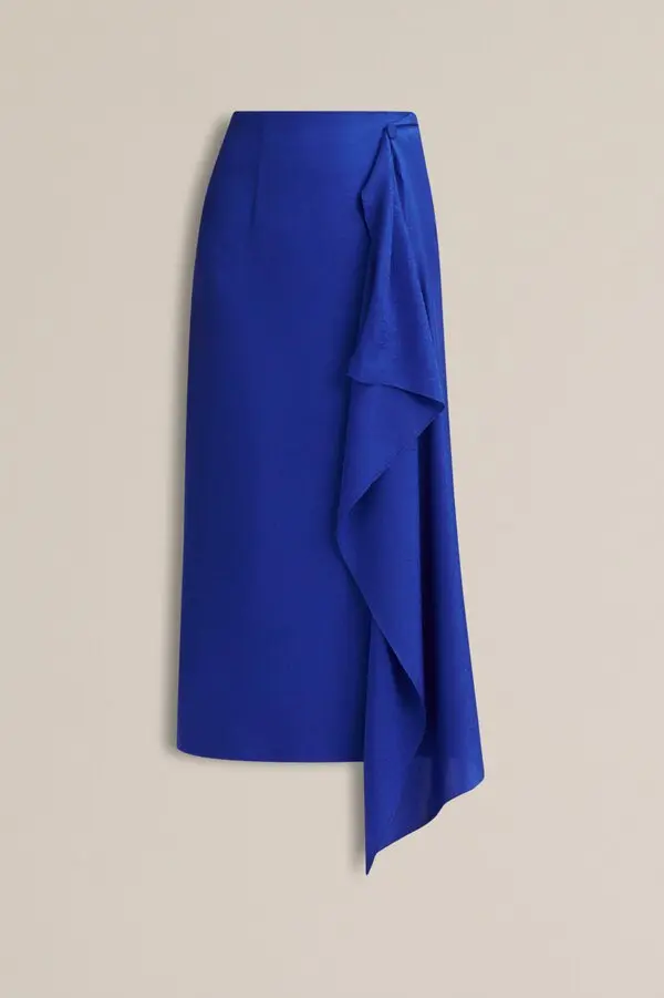 Scanlan Theodore Silk Jacquard Skirt - Cobalt