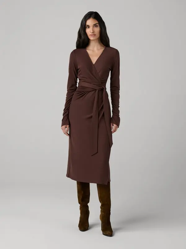 Diane Von Furstenberg Daniella Knit Wrap Dress In Chocolate - 60% Off |  Editorialist