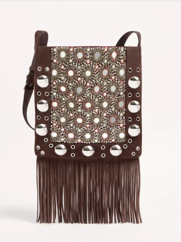 Valentino Garavani Nellcôte Embroidered Shoulder Bag With Fringes - Multicolour
