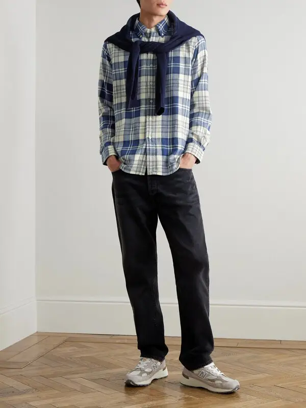 Polo Ralph Lauren Button-down Collar Logo-embroidered Cotton-flannel Shirt