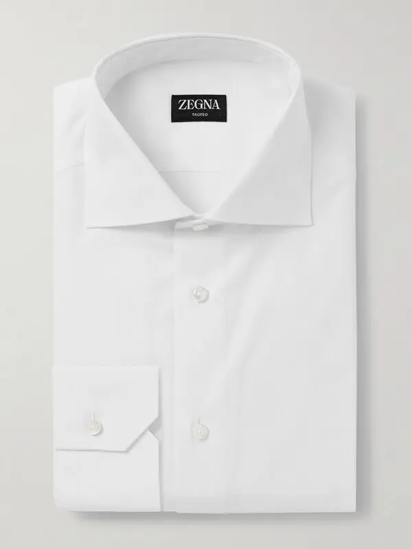 Zegna Cutaway-collar Cotton-twill Shirt - White