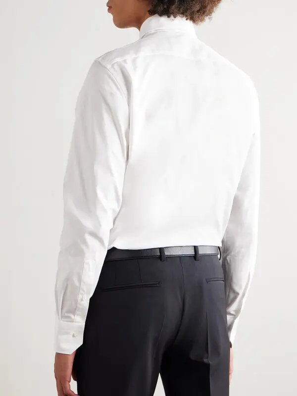 Zegna Cutaway-collar Cotton-twill Shirt - White