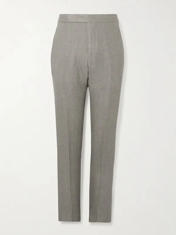 Ralph Lauren Purple Label Gregory Tapered Herringbone Trousers