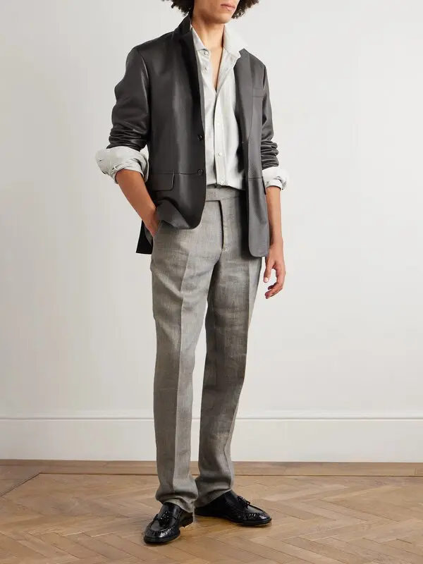 Ralph Lauren Purple Label Gregory Tapered Herringbone Trousers