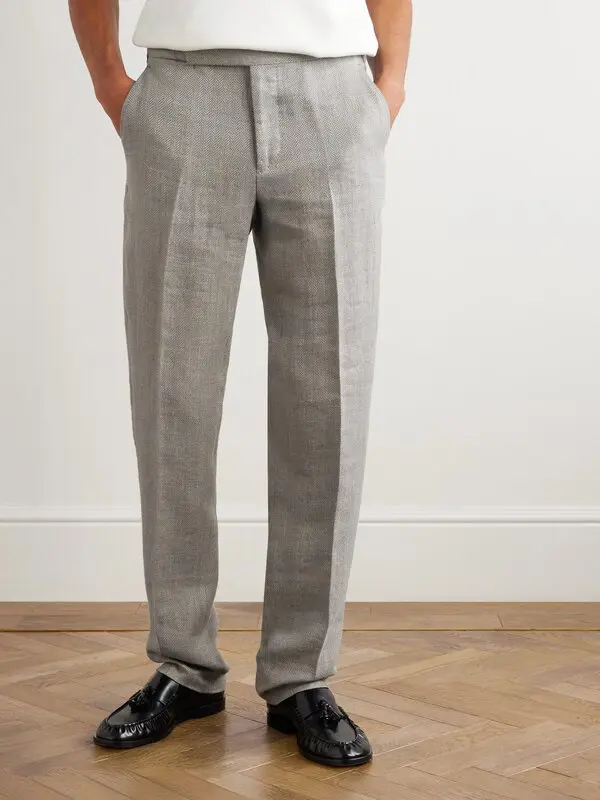 Ralph Lauren Purple Label Gregory Tapered Herringbone Trousers