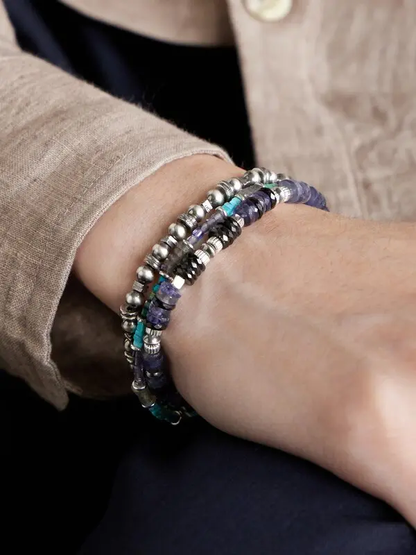 PEYOTE BIRD Sterling And Gemstone Beaded Bracelet Set