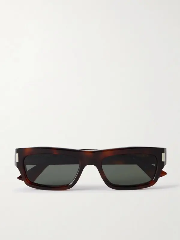 Saint Laurent Rectangular-frame Sunglasses - Tortoiseshell