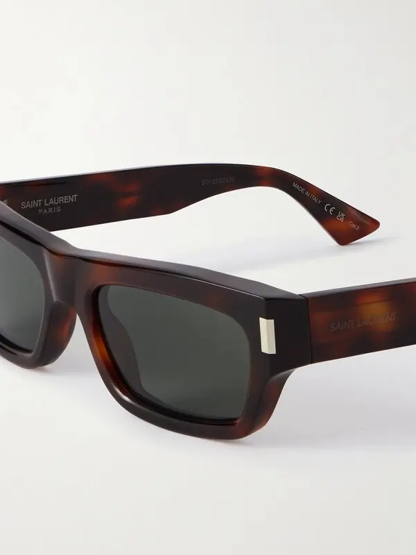 Saint Laurent Rectangular-frame Sunglasses - Tortoiseshell