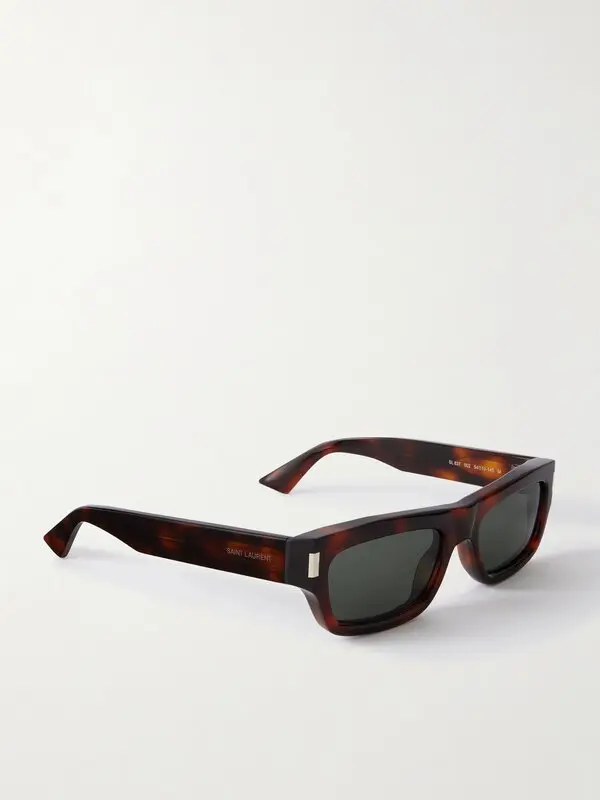 Saint Laurent Rectangular-frame Sunglasses - Tortoiseshell