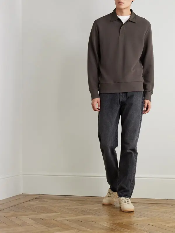 Oliver Peoples Waffle-knit Organic Cotton-blend Polo Shirt