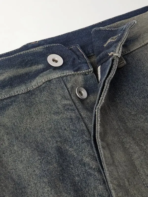 Rick Owens Stefan Wide-leg Distressed Denim Cargo Trousers - Gray