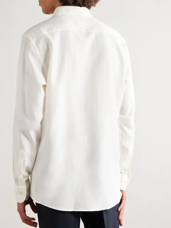 Zegna Cotton And Cashmere-blend Twill Shirt - White
