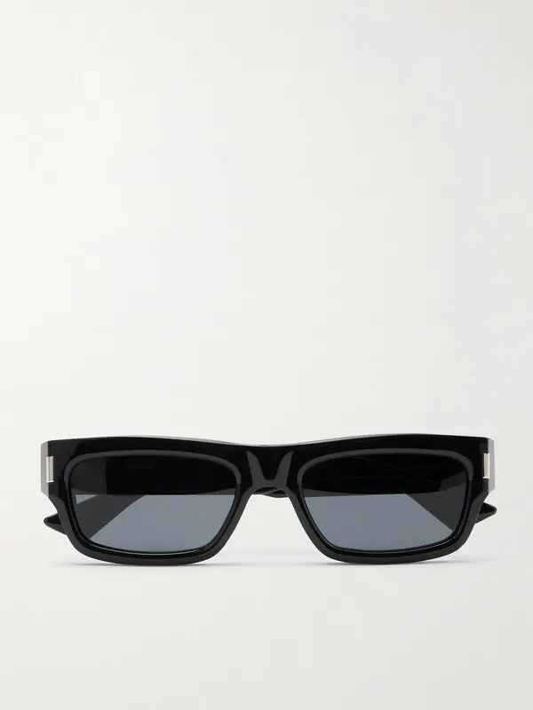 Saint Laurent Rectangular Acetate Sunglasses - Black