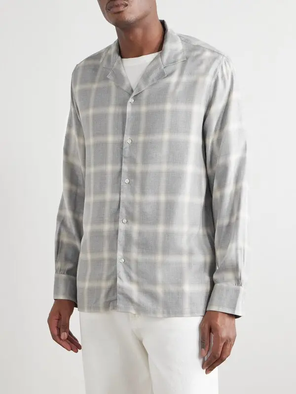 Officine Générale Eren Camp-collar Checked Ramie Shirt