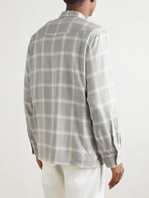 Officine Générale Eren Camp-collar Checked Ramie Shirt