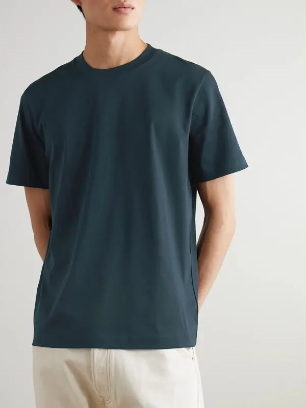 Mr P. Mercerised Cotton-jersey T-shirt - Blue