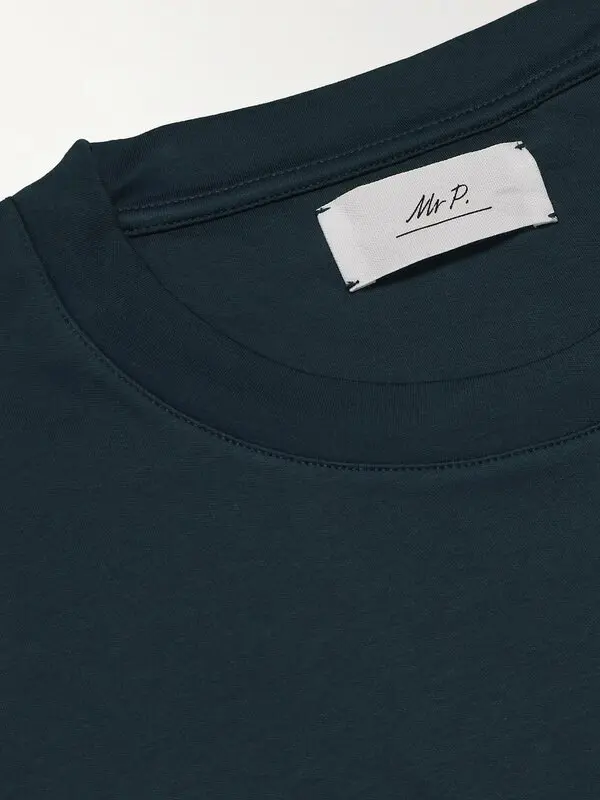Mr P. Mercerised Cotton-jersey T-shirt - Blue