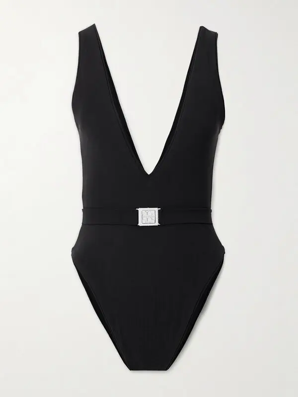Tory Burch Belted One-piece Swimsuit - Black