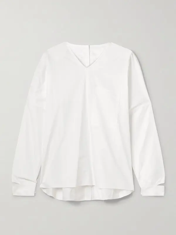 Tibi Oversized Cutout Cotton-poplin Shirt