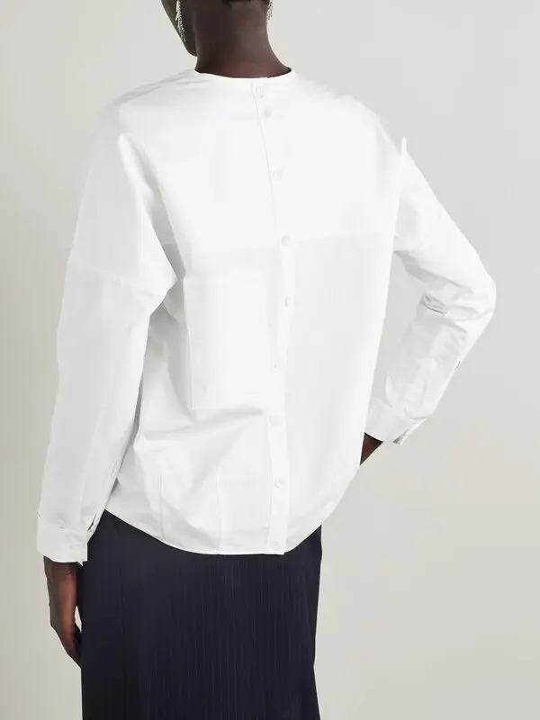 Tibi Oversized Cutout Cotton-poplin Shirt
