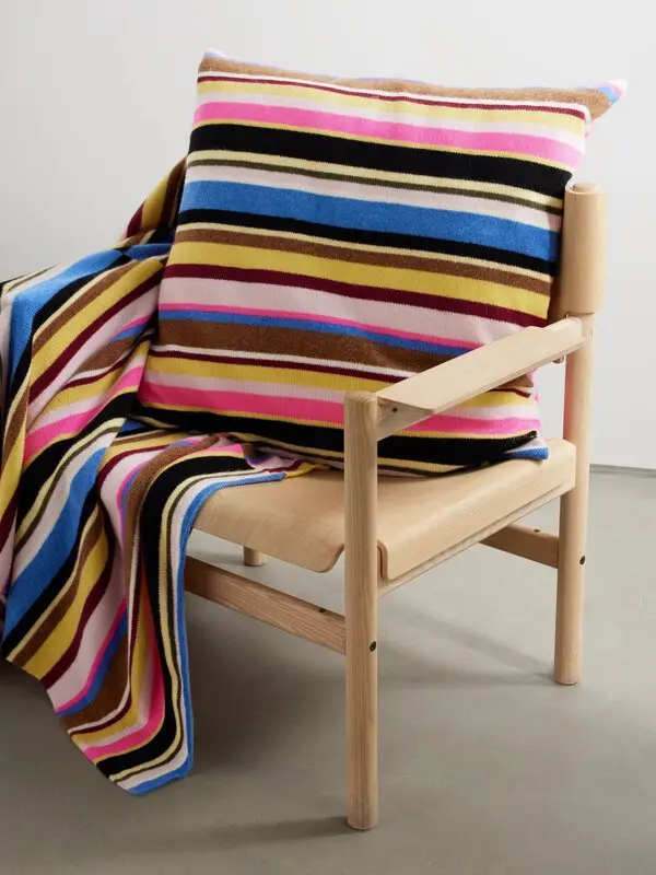 THE ELDER STATESMAN Striped Cashmere Pillow