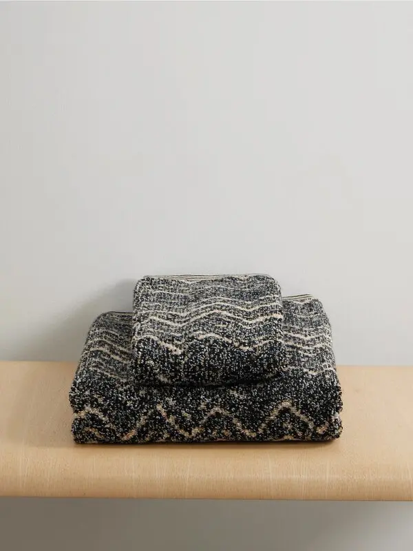 Missoni Azul Set Of Two Striped Cotton-terry Towels - Brown