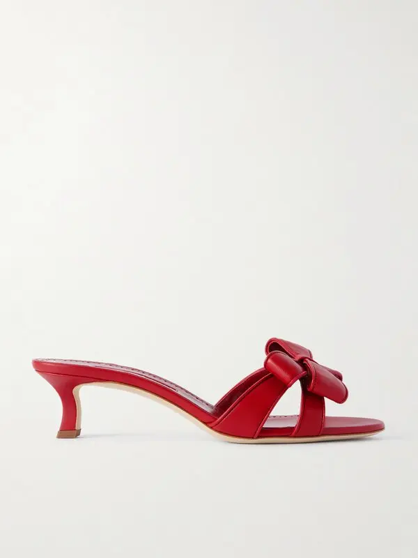 Manolo Blahnik Cafda 50 Bow-embellished Leather Sandals