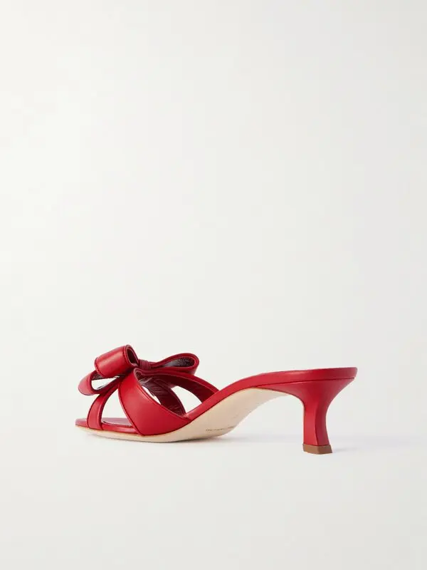 Manolo Blahnik Cafda 50 Bow-embellished Leather Sandals