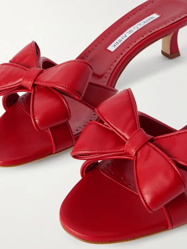 Manolo Blahnik Cafda 50 Bow-embellished Leather Sandals