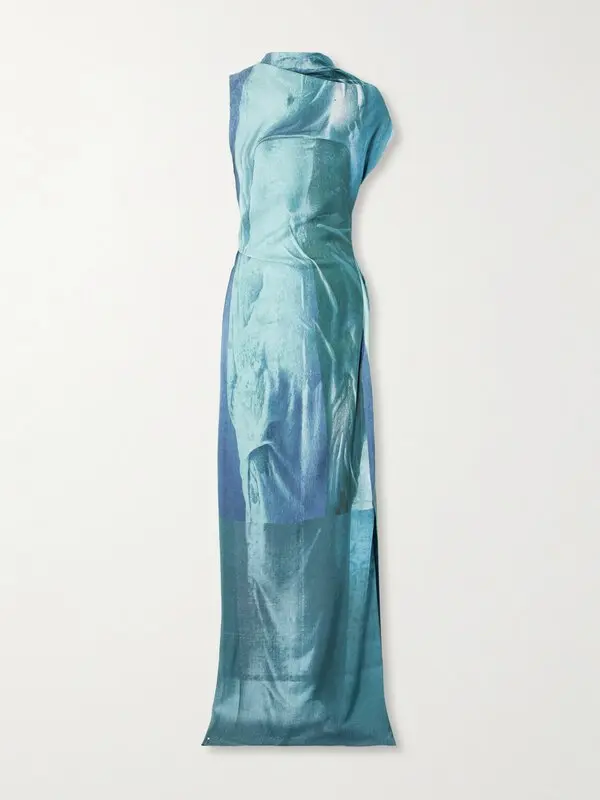JEAN PAUL GAULTIER Printed Satin Gown