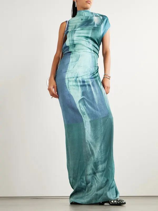JEAN PAUL GAULTIER Printed Satin Gown
