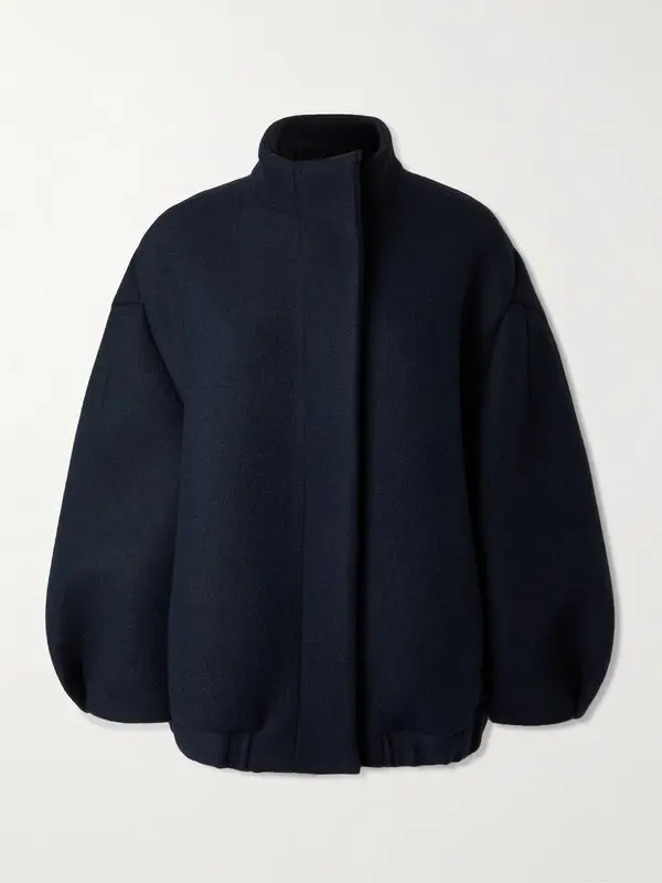 Dries Van Noten Oversized Felt Bomber Jacket - Blue