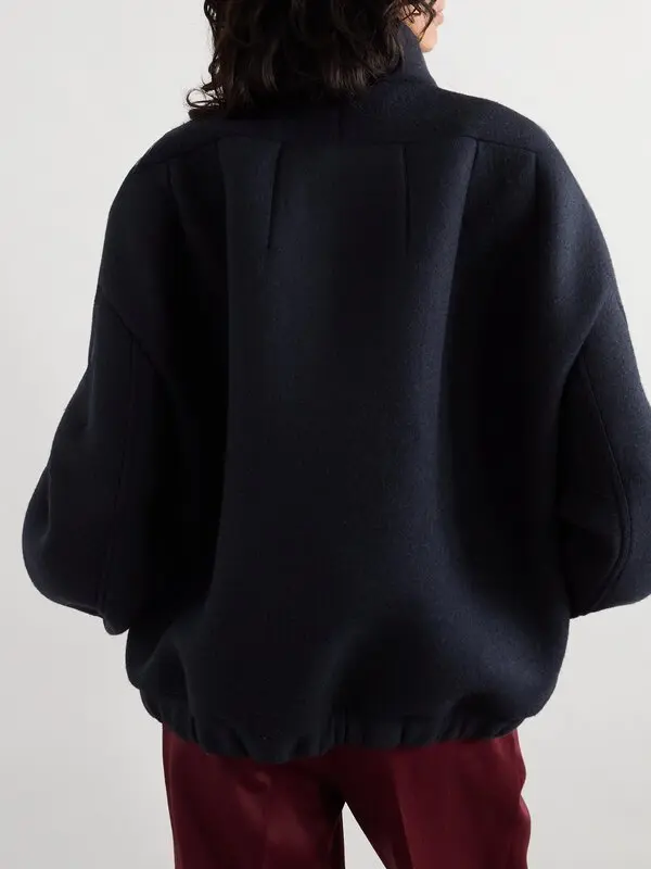 Dries Van Noten Oversized Felt Bomber Jacket - Blue