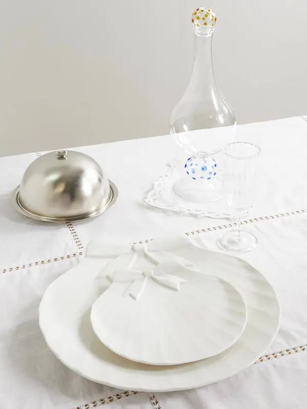 GOHAR WORLD Sadaf Set Of Two Porcelain Dessert Plates - Neutrals