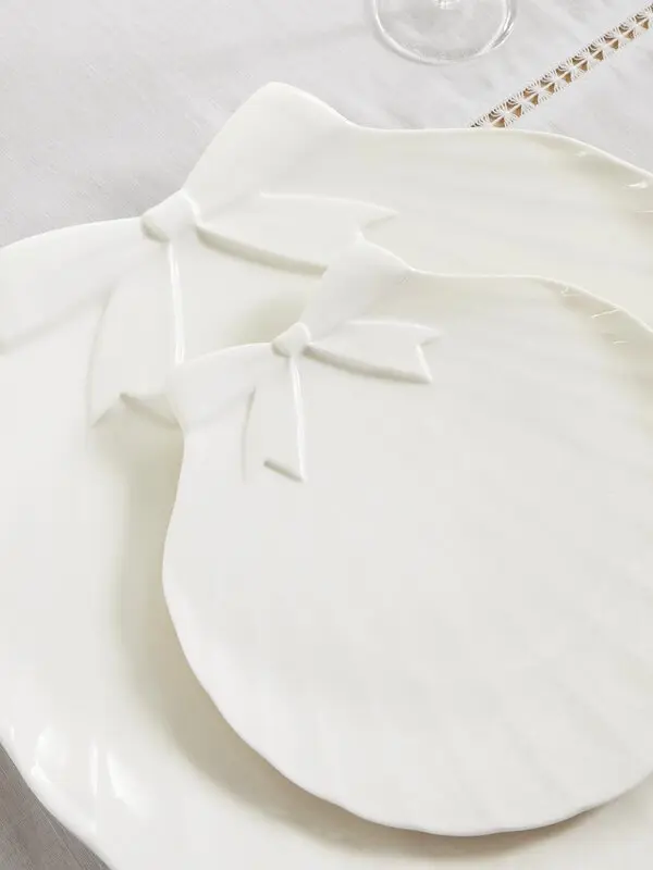 GOHAR WORLD Sadaf Set Of Two Porcelain Dessert Plates - Neutrals