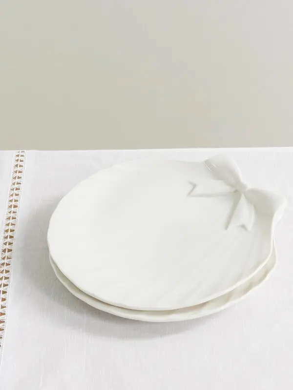 GOHAR WORLD Sadaf Set Of Two Porcelain Dessert Plates - Off-white