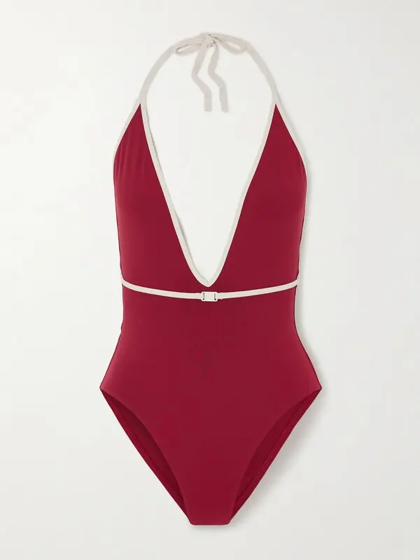 ERES Reinette Loulou Belted Halterneck Swimsuit - Red
