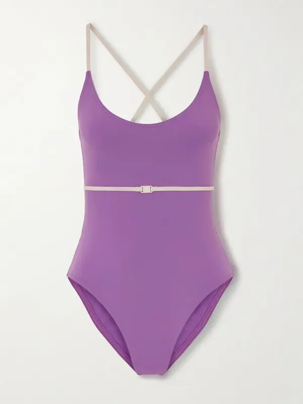 ERES Lilas Sharon Belted Two-tone Swimsuit - Purple