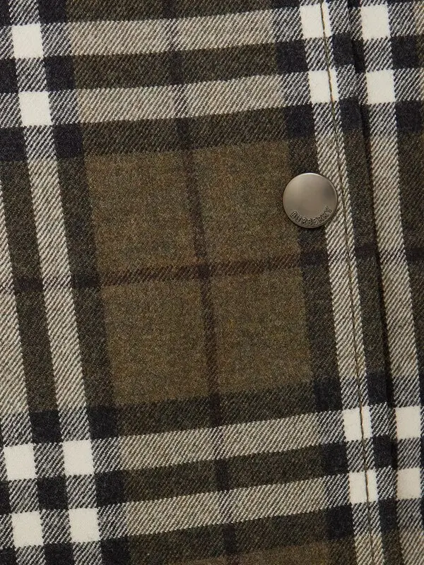 Burberry Button-embellished Checked Wool-twill Mini Skirt