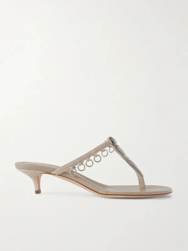 Christopher Esber Pierced Embellished Suede Sandals - Neutrals