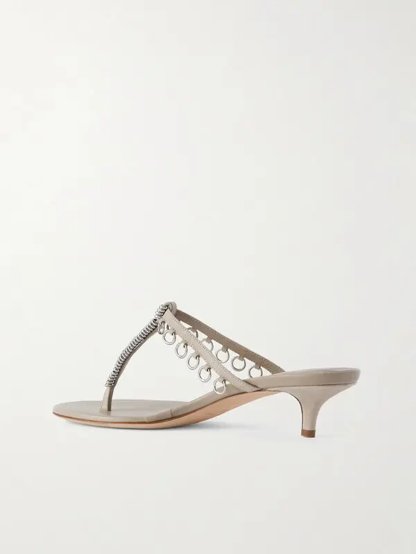 Christopher Esber Pierced Embellished Suede Sandals - Neutrals