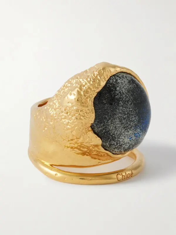 Chloé Hammered Resin Stone Ring - Gold