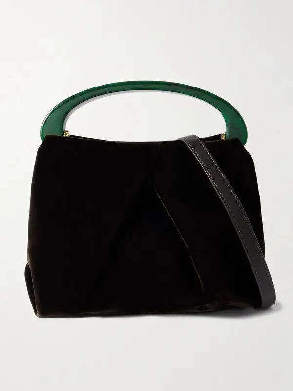 Dries Van Noten Pleated Velvet Tote