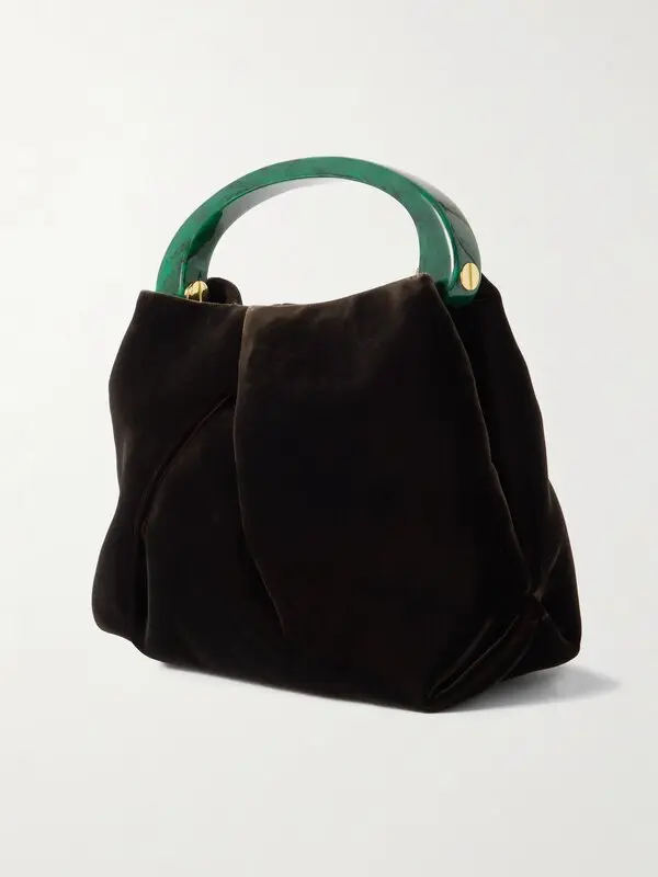 Dries Van Noten Pleated Velvet Tote