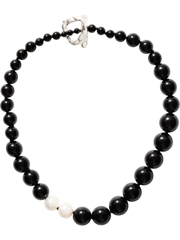 Completedworks Recycled Silver, Onyx And Pearl Necklace - Black