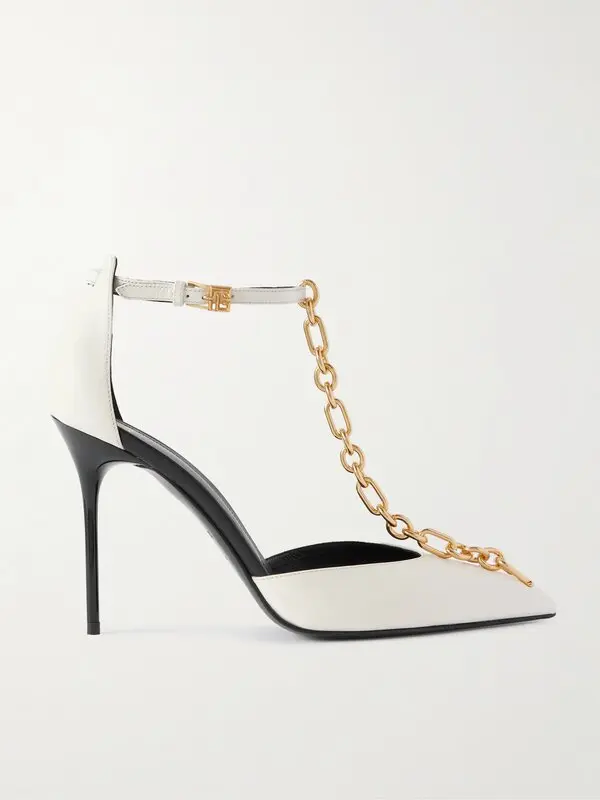 Balmain Chain-embellished Leather Pumps - Ivory